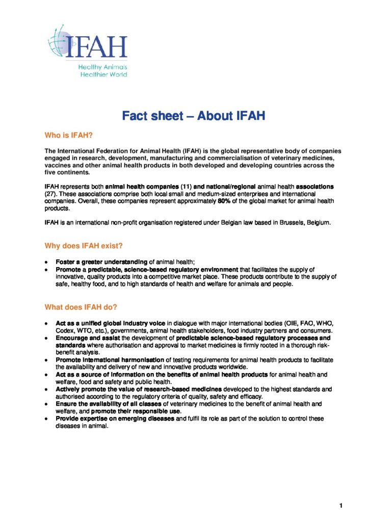 fact sheet about ifah - HealthforAnimalsHealthforAnimals