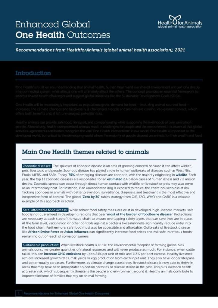 Enhanced Global One Health Outcomes - HealthforAnimals